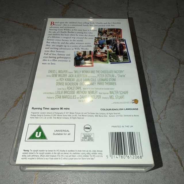 WILLY WONKA AND The Chocolate Factory, VHS Video, Warner Bros, £1.16 ...