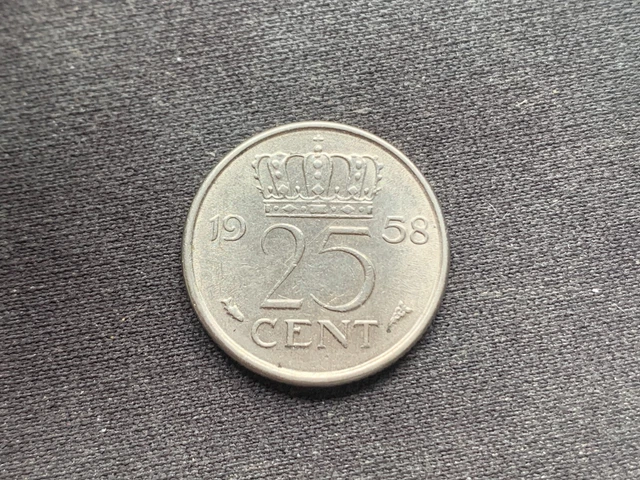 NETHERLANDS NEDERLAND 1958 Juliana Koningin & Crown 25 Cent 25C - Good $1.15 - PicClick AU