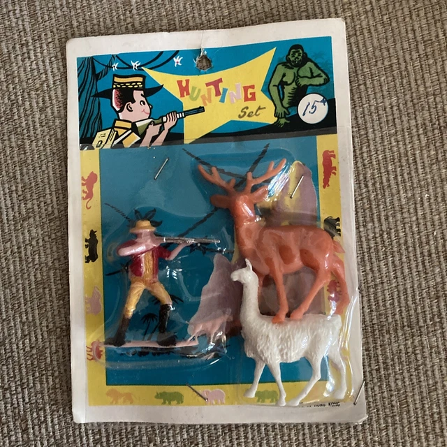 VINTAGE HUNTING SET Plastic Super Toy NOS 1960’S HONG KONG Farm Animal ...