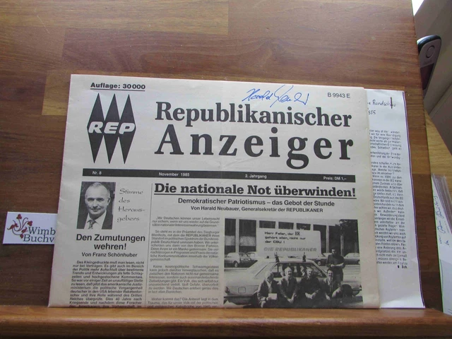 ORIGINAL AUTOGRAMM HARALD Neubauer (1951-2021) NPD Republikaner ...