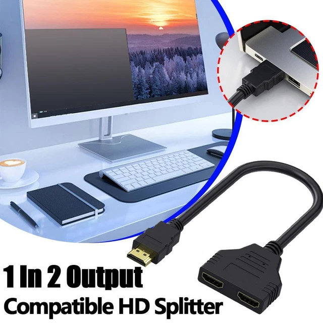 HDMI SPLITTER ADAPTER Cable 1 Input 2 Output for Office monitor pc laptop 108 ρв $7.22 - PicClick AU