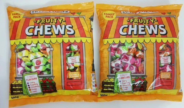 1KG SWEET CORNER Fruity Chews Family Pack With Real Fruit Juice (500g x ...