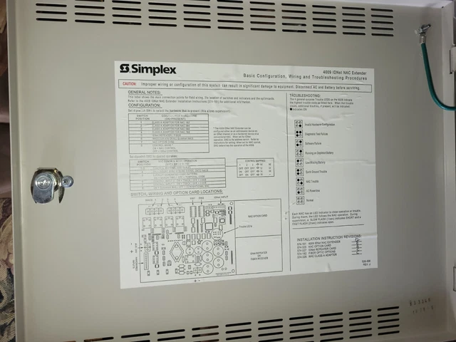 SIMPLEX 4009-9201 IDNET NAC Extender Fire Alarm Power Supply Preowned ...