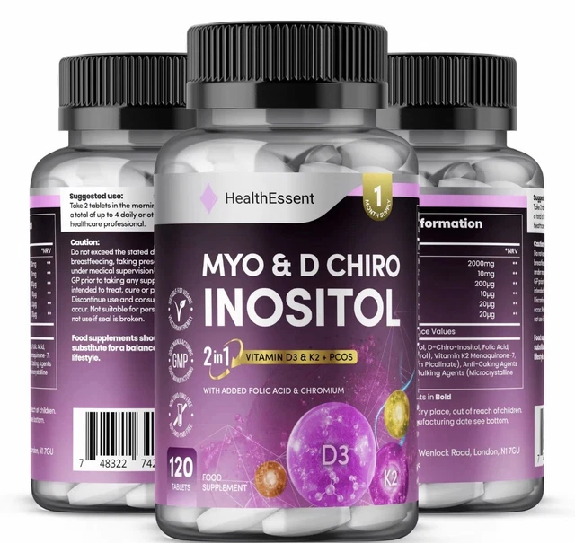 HEALTHESSENT INOSITOL COMPLEX Myo & D-Chiro Inositol with Vitamin ...