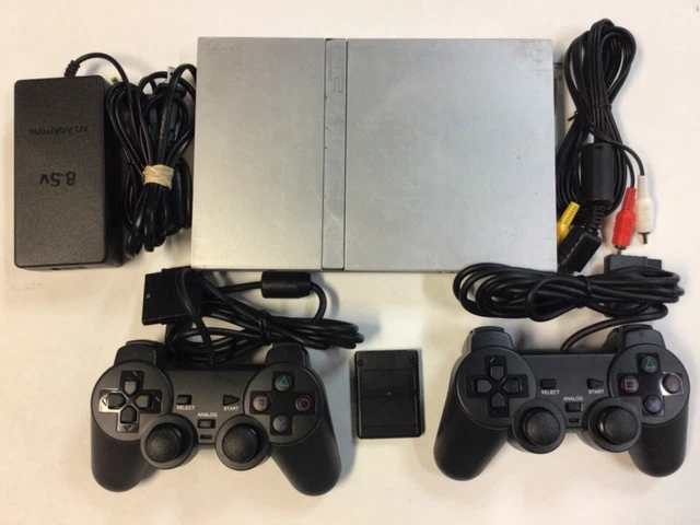 SONY PLAYSTATION 2 PS2 Slim Silver Console System Discounted TESTED ...