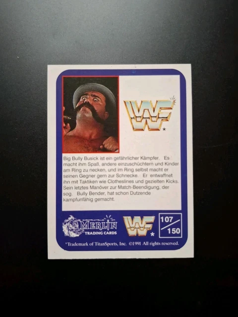 BIG BULLY BUSICK 1991 Merlin Card WWE WWF Wrestling - German Version $7 ...