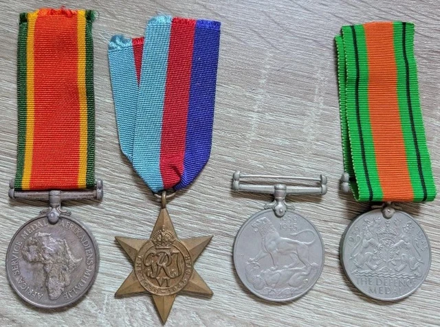 WW2 SET : Africa Service Medal +1939-1945 Star + The Defence Medal ...