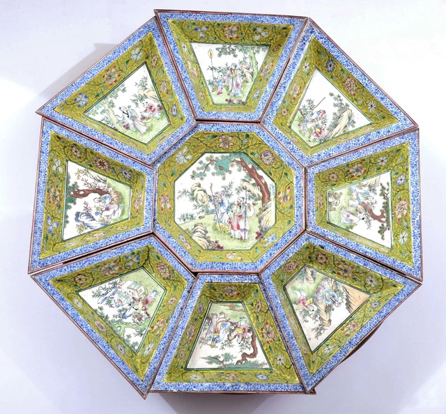 1930'S CHINESE CANTON Enamel Sweetmeat Dish Plate Figure Figurine £ ...