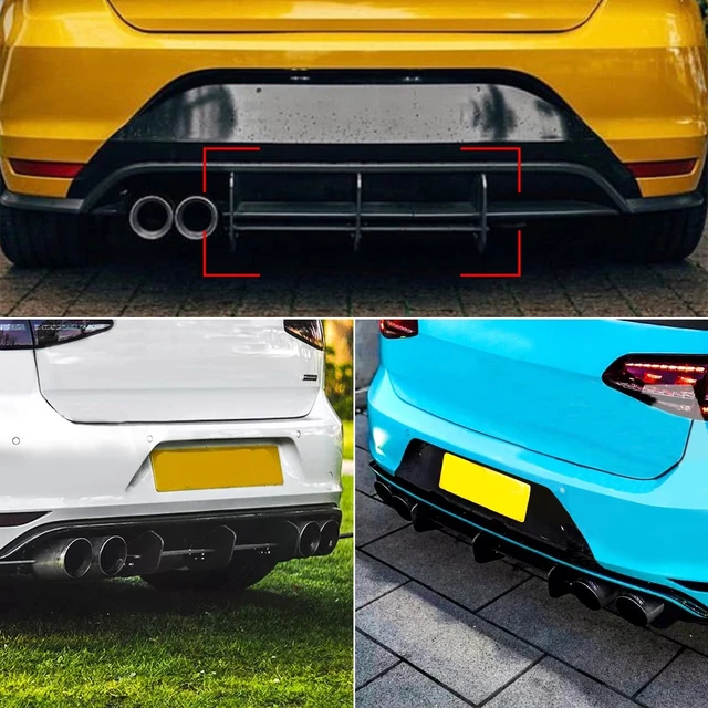 FOR VW GOLF R MK7 MK7.5 Rear Blade Fin Diffuser Spoiler Splitter Lip ...