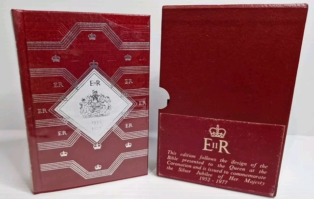 THE OXFORD SILVER Jubilee Bible Ruby Text HM Queen Elizabeth II 1952 ...