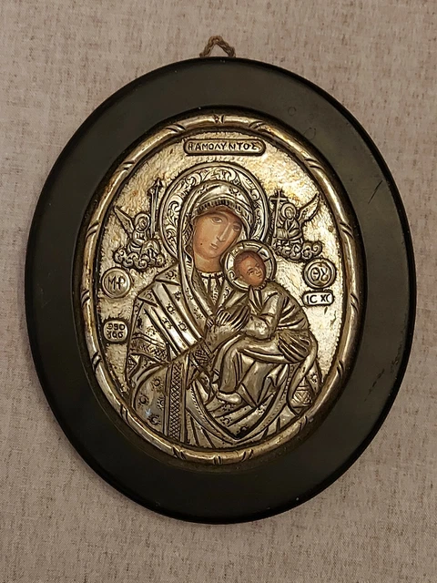 HOLY MOTHER OF God Greek Byzantine Icon Silver 950 Oval!!! EUR 28,90 ...