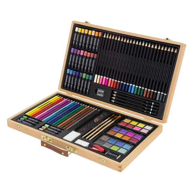 SET DA PITTURA 109 pezzi colori con valigetta in legno kit disegno ...