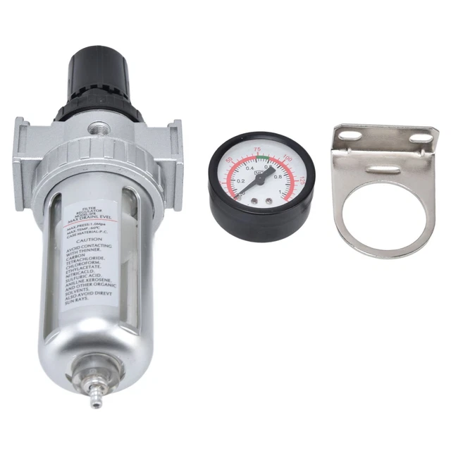 COMPRESSED AIR FILTER Regulator Combo Pressure Gauge Kit Water ...