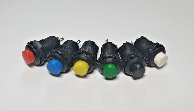 MOMENTARY PUSH BUTTON Switch - 12mm 2 Pin - Choose Colour - Free UK P&P ...