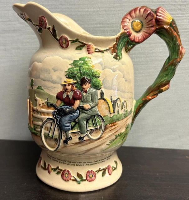 ANTIQUE CROWN DEVON Fieldings Large 'Daisy Bell' Jug 20 cm RARE £24.95 ...