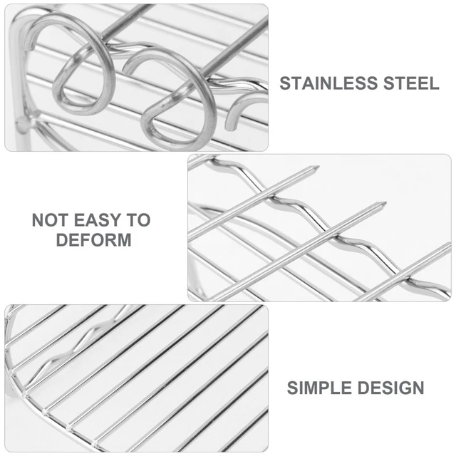 2 SETS STAINLESS Steel Roasting Rack Air Fryer Toast Steaming Cooling ...