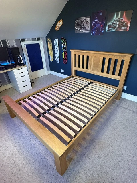 DOUBLE SOLID OAK Bed Frame £104.70 - PicClick UK