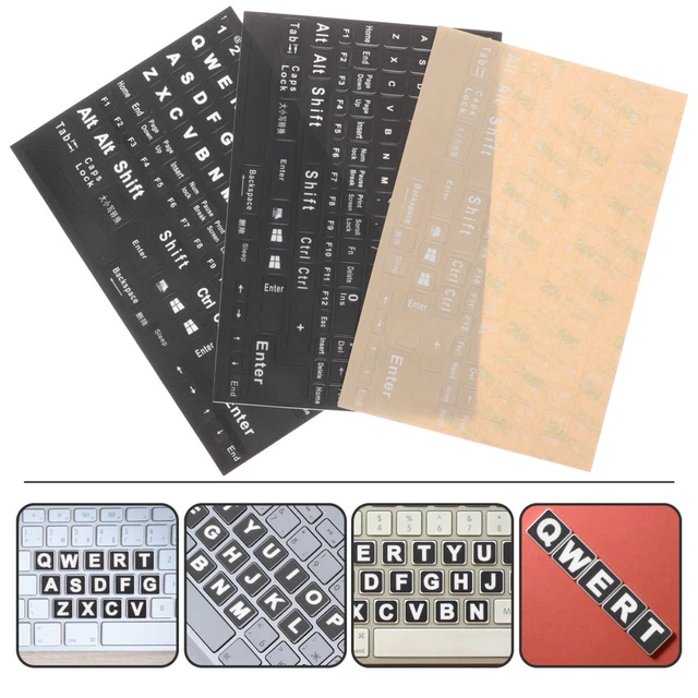 3 SHEETS DESKTOP Keyboard Stickers English Letter Language for Laptop ...