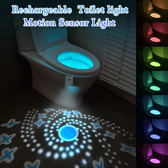 7 COLOR RECHARGEABLE Motion Sensor Light Toilet LED Night Lamp For ...