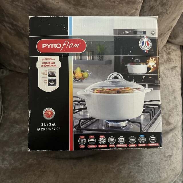 PYREX PYROFLAM 3 Litre Round Casserole Dish Pyrex Flam (-40°C/+800°C ...