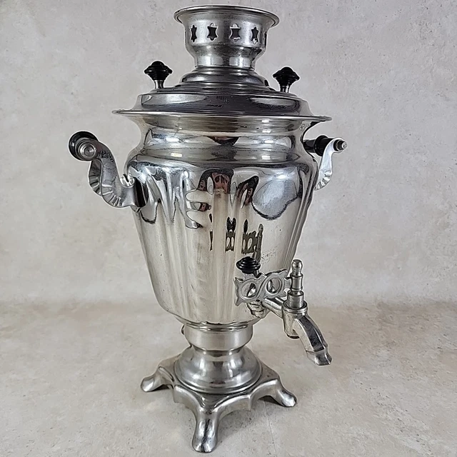 BEAU SAMOVAR RUSSE Ancien Métal Argenté 1982 / Russian Silver Plated ...