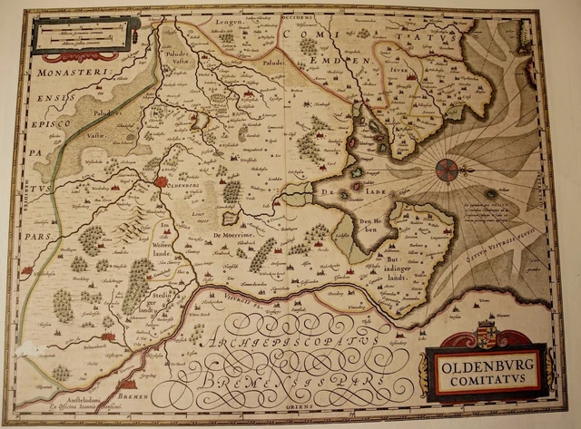 HISTORISCHE LANDKARTE GRAFSCHAFT Oldenburg Jever Varel Westerstede ...