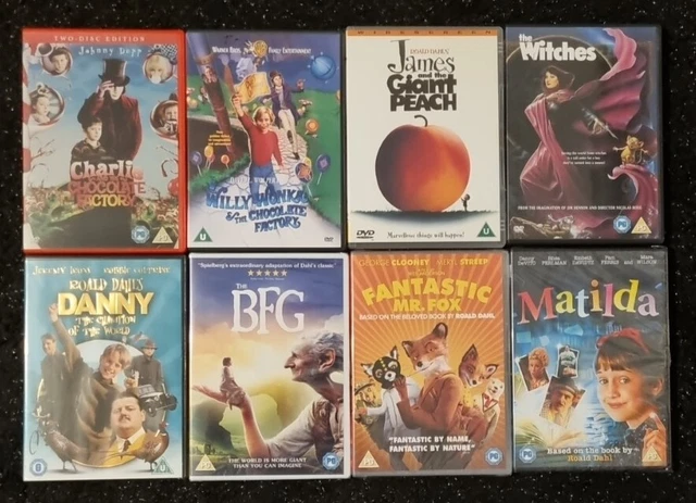 ROALD DAHL DVD Bundle. Giant peach. Charlie+Wonka Chocolate Factory ...