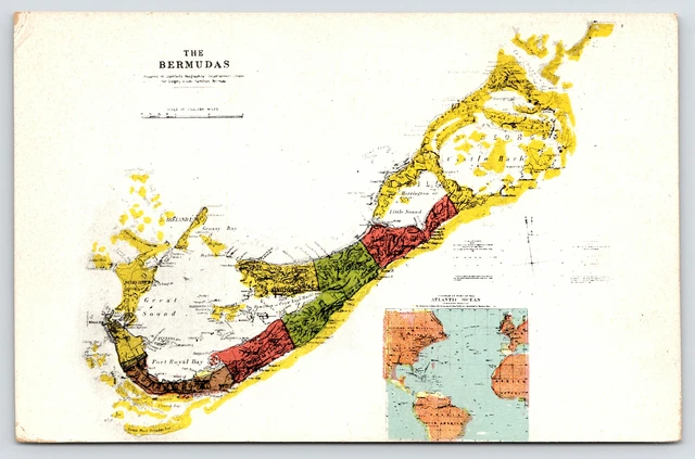 BERMUDA MAP~PORT ROYAL Bay~St George's~Ireland Island~Grassy Bay ...