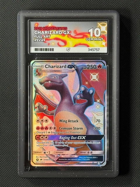 ACE 10 CHARIZARD GX Sv49/Sv94 Full Art Pokémon Card Hidden Fates Shiny ...