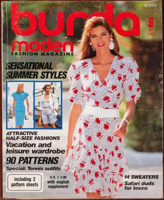 BURDA SEWING PATTERN Magazine May 1987 Vintage English Supplement New ...
