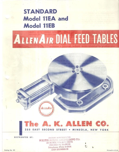 ALLEN AIR DIAL Feed Tables Model 11EA Model 11EB Sales Brochure A. K ...