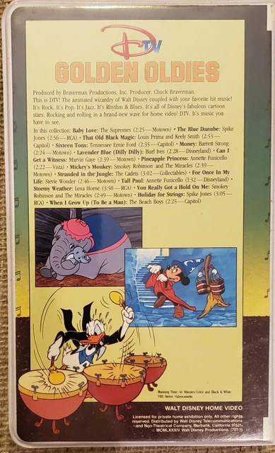 DISNEY GOLDEN OLDIES (VHS, 1984) Animated Music Videos Clamshell Hard ...