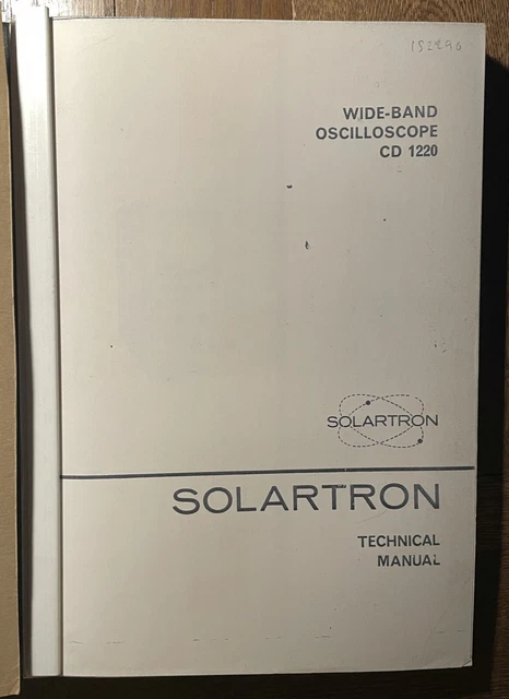 SOLARTRON CD1220 WIDE-BAND Oscilloscope Technical Manual £8.00 ...