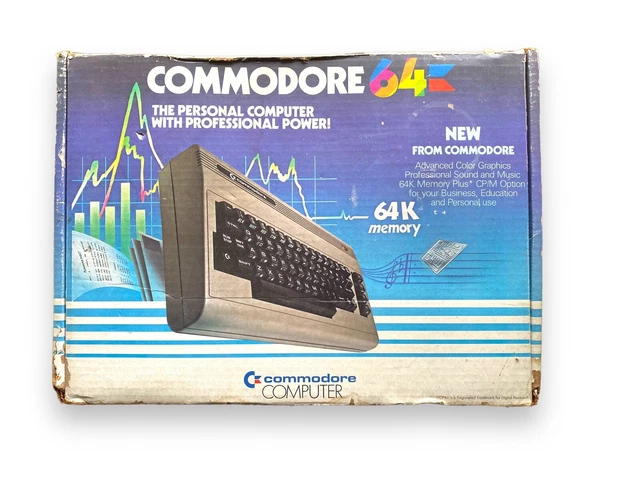 VINTAGE COMMODORE 64 Computer In Box, Manual & Cords Included $122.50 ...