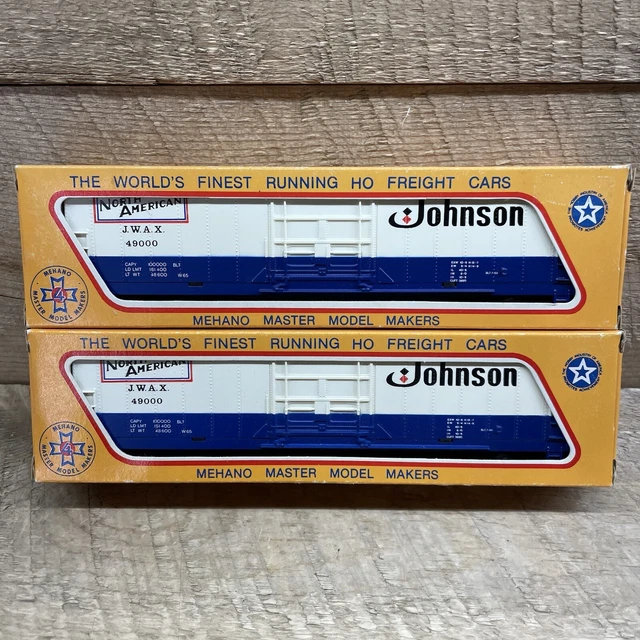 2X HO SCALE MEHANO Train Car NORTH AMERICAN JOHNSON JWAX 49000 BOXCARS ...