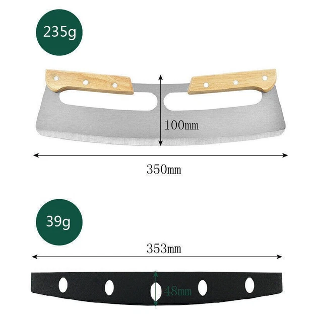 SHARP PIZZA CUTTER Rocker 14" w Wooden Handle Protective Cover ...