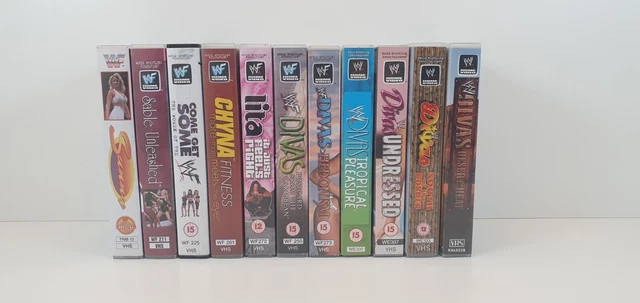 WWF/ WWE X11 DIVAS Wrestling VHS VIDEO JOBLOT BUNDLE! Postcard, Border ...