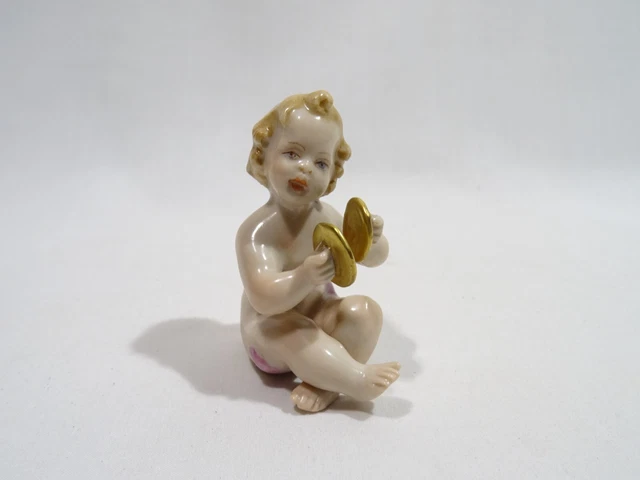 ANCIENNE STATUETTE PORCELAINE Putti Putto Musicien Merli Capodimonte ...