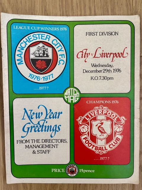 MAN CITY V Liverpool Programme Dec 29 1976 £4.38 - PicClick UK