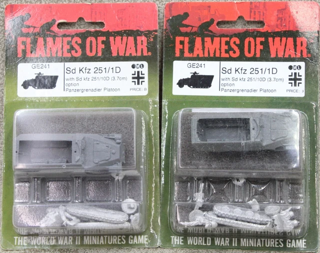15MM WW2 METAL/RESIN German SdKfz 251/1 Blisters x2 GE241 Flames of War ...