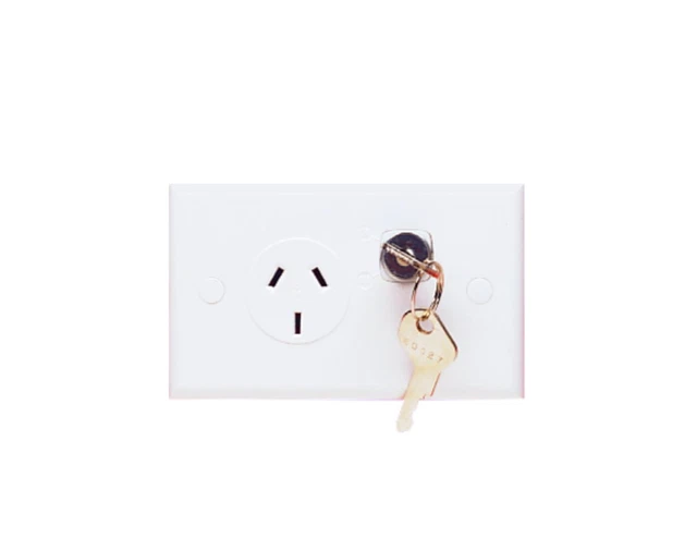 HPM SINGLE POWER Point Lockable 10A 240V Horizontal KEY OPERATED GPO ...