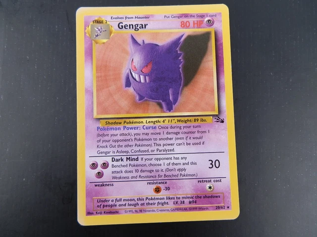GENGAR POKEMON CARD Rare Non Holo 20/62 Fossil Set 1999 Wizards of the coast EUR 21,03 - PicClick DE