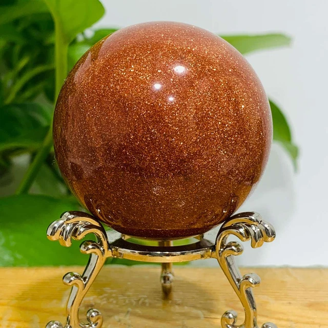 185G MAN-MADE GOLD Sand Quartz Sphere Crystal Ball Decoration Energy ...