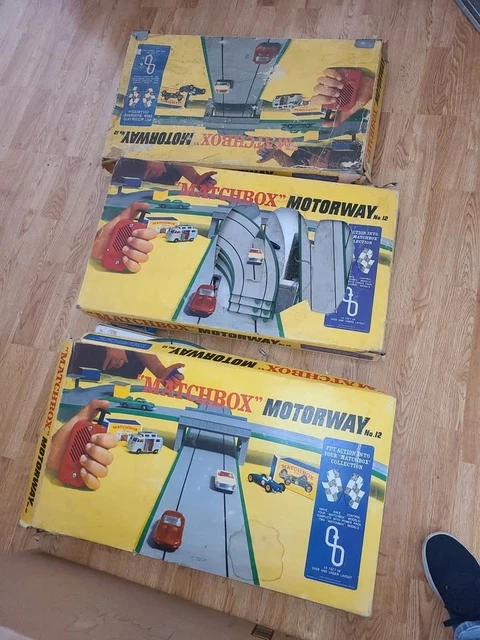 VINTAGE MATCHBOX MOTORWAY Track 1967 With Box Packaging AS IS - all 3 ...