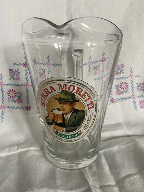 VINTAGE GLASS BIRRA Moretti 1.5 Litre Jug £12.99 - PicClick UK