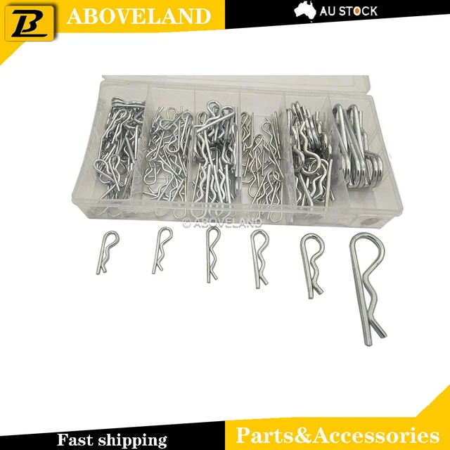 150 HITCH R Pin Clip Assortment Kit Cotter Tractor Trailer Lock Boat ...