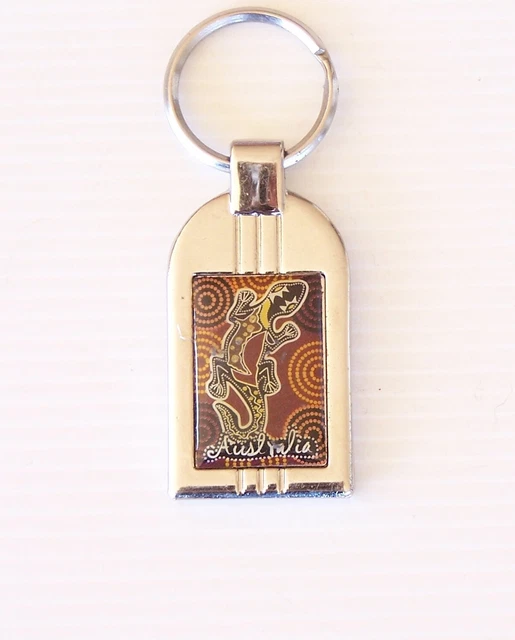 OLD ABORIGINAL ART Australian Travel Souvenir Metal Key Chain Keyring ...