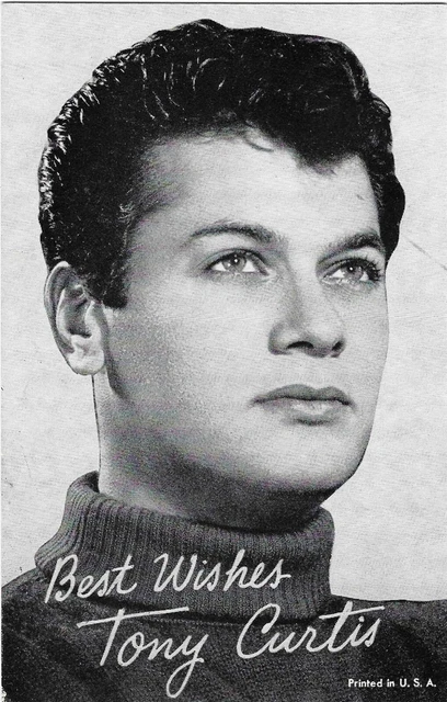 EXHIBIT CO. ARCADE ACTOR CARD 1950's TONY CURTIS!! RARE, POPULAR CARD ...