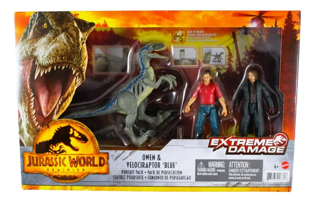 JURASSIC WORLD DOMINION Extreme Damage Owen & Velociraptor Blue Pursuit ...