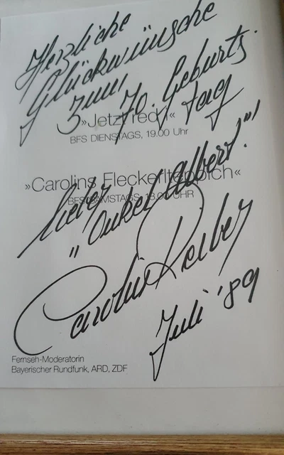 ORIGINAL AUTOGRAMM MIT Widmung Carolin Reiber von 1989 EUR 29,00 ...